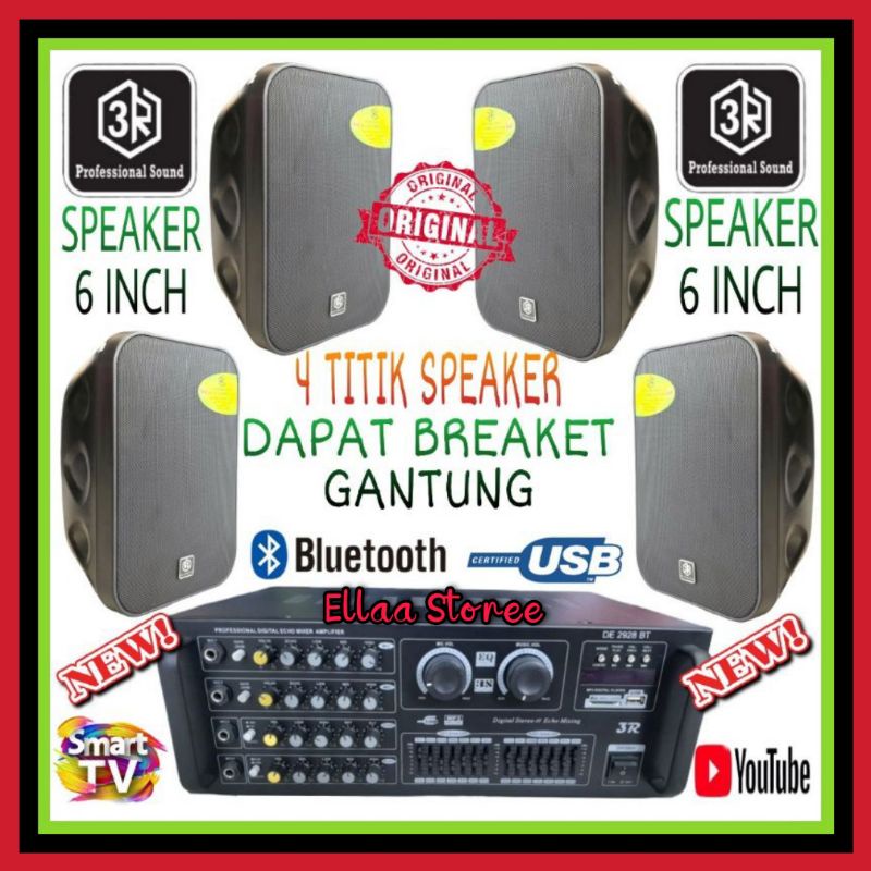 Jual Paket Audio Pro Speaker 6 Inch 4 Titik Cafe,Restoran,Klinik,Kantoran Ampli Bluetooth ...