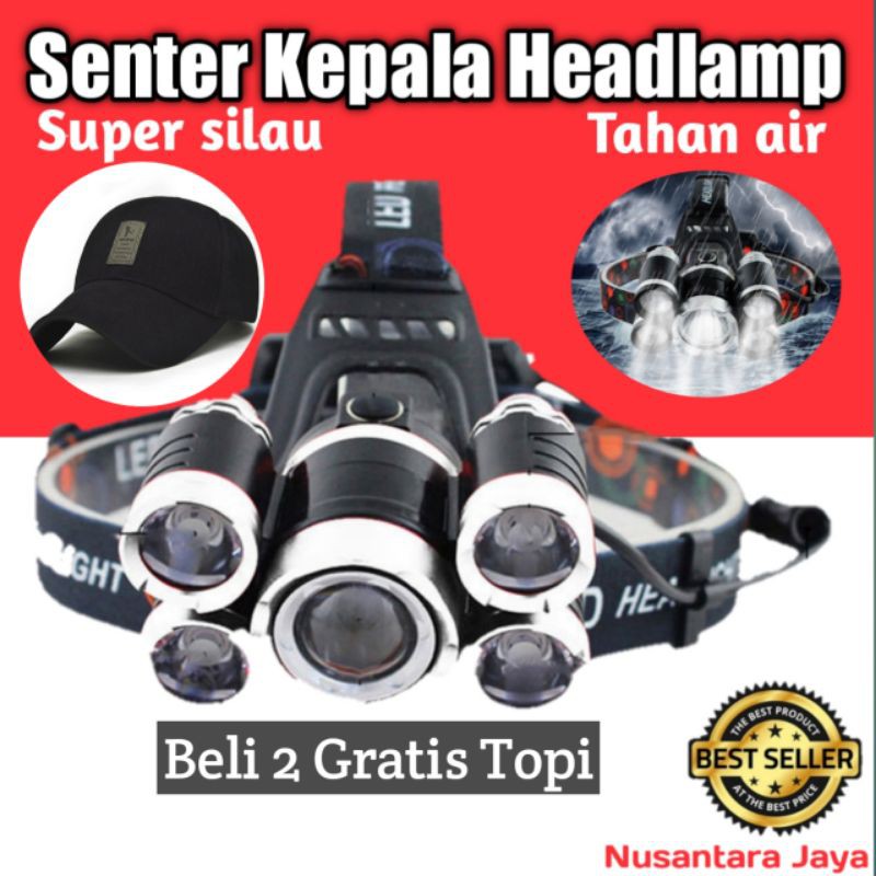 Jual Lampu Kepala Led Headlamp Cree Xml T6 4 XPE - 40000Lm | Shopee Indonesia