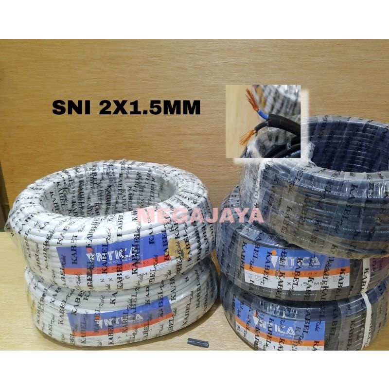 Jual kabel listrik meteran NYM HYO 2X1.5 SNI serabut tembaga asli hitam dan putih | Shopee Indonesia