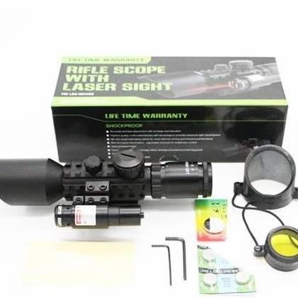 Jual Teleskop Senapan Angin Dengan Laser Merah M9 Ls3-10X42 E Red Laser ...