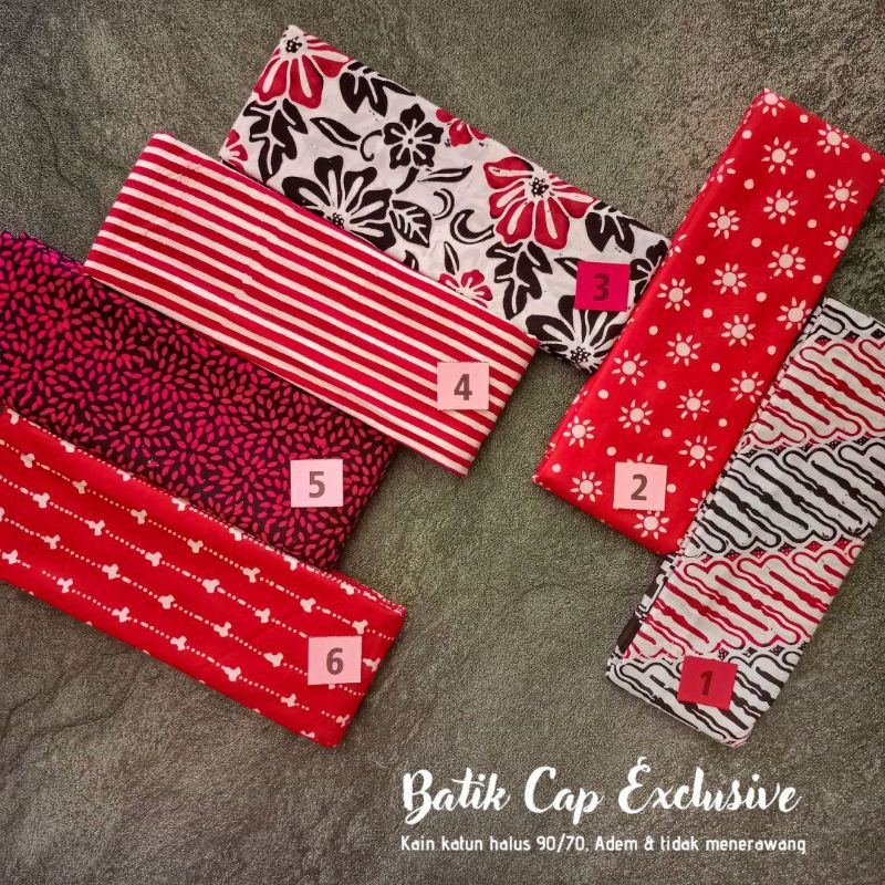 Jual Kain Batik Cap Merah Batik Merah Bahan Batik Merah Kain Batik Cap ...