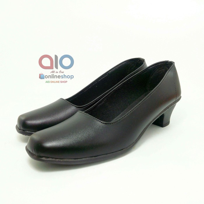 Jual SEPATU WANITA PANTOFEL Hak 5 Cm Heels Hitam Polos Formal Guru ...