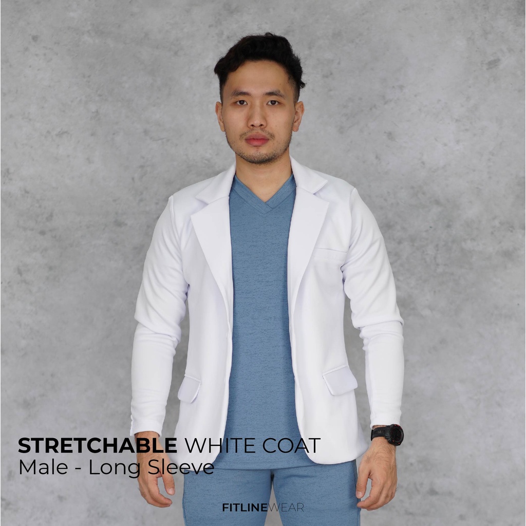 Jual Snelli / Jas Dokter / Stretchable White Coat - Fitline Wear - Male ...