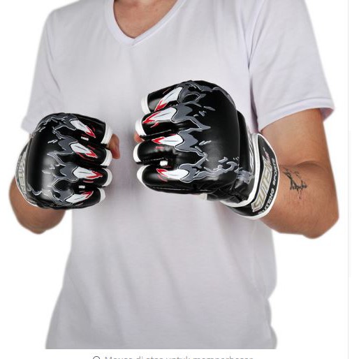 Jual (PREMIUM)Sarung Tangan Tinju Boxing MMA MuayThai PU Leather Half ...