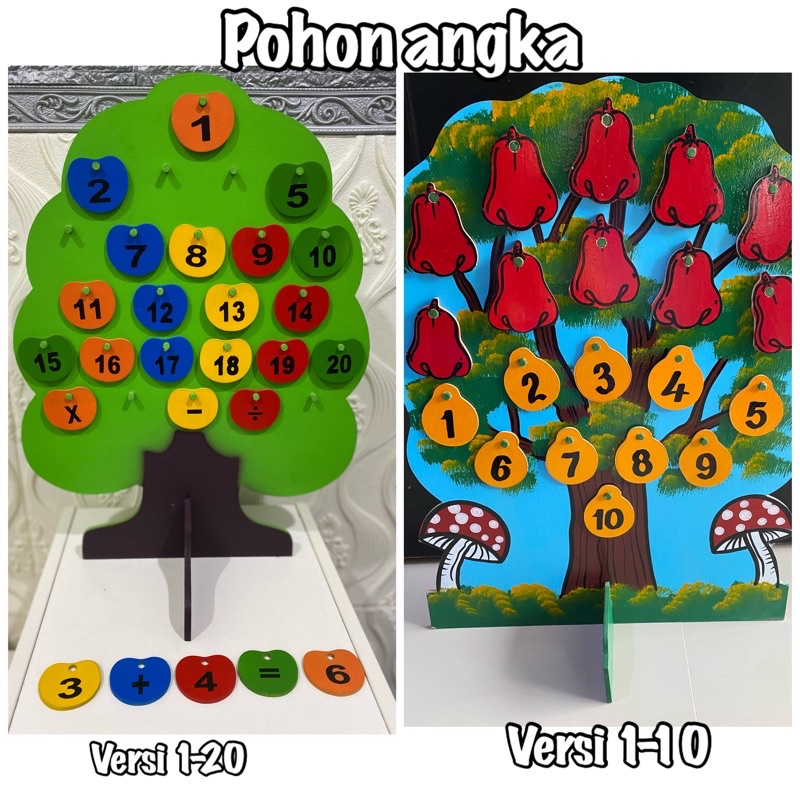 Jual Pohon angka dan berhitung 1-10 atau 1-20/ mainan kayu edukasi ...