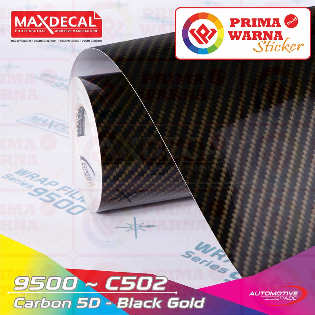 Jual Maxdecal 9500 C502 Carbon 5D Black Gold, Carbon Series Sticker ...