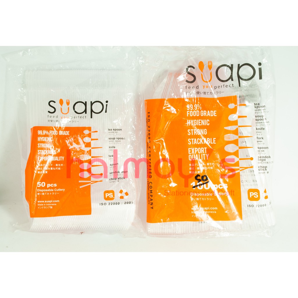 Jual SENDOK DAN GARPU PLASTIK SUAPI BENING / TRANSPARAN ( 1 PACK = 50 ...