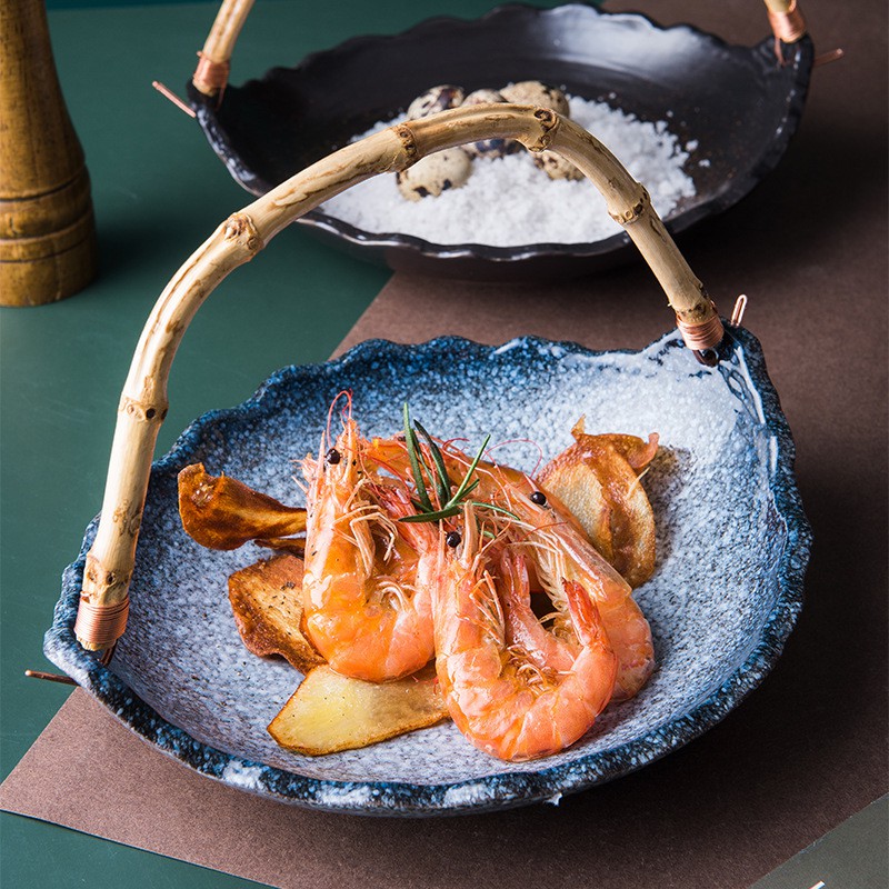 Jual Piring gantung Keramik dengan gagang Rotan Japanese style | Shopee ...