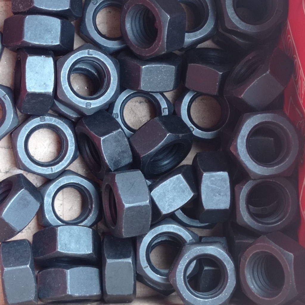 Jual MUR BAJA M12 HTB GRADE 8.8 KUNCI 19 MUR HEX HEAVY NUT 12MM WARNA HITAM PITCH DRAT 1.75 MUR ...