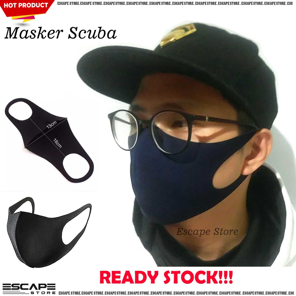 Jual Masker Kain Polos Bahan Scuba Hitam Bisa Dicuci dan Masker Anti ...
