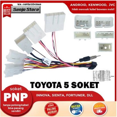 Jual KABEL AUDIO SOKET PNP HEAD UNIT ANDROID TOYOTA VIOS SIENTA INNOVA ...