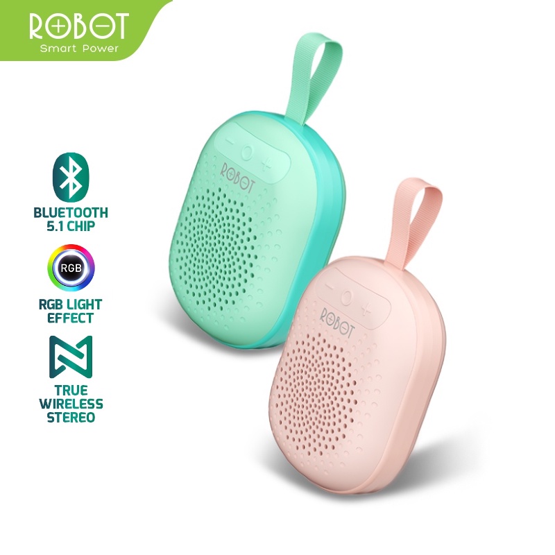 Jual ROBOT TWS Speaker Bluetooth 5.1 SNI Mini Portable RB20 With RGB Light Pink / Blue - Garansi ...