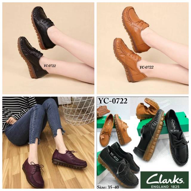 Jual Sepatu Clarks wanita 0722 /sepatu wanita clarks kulit | Shopee ...