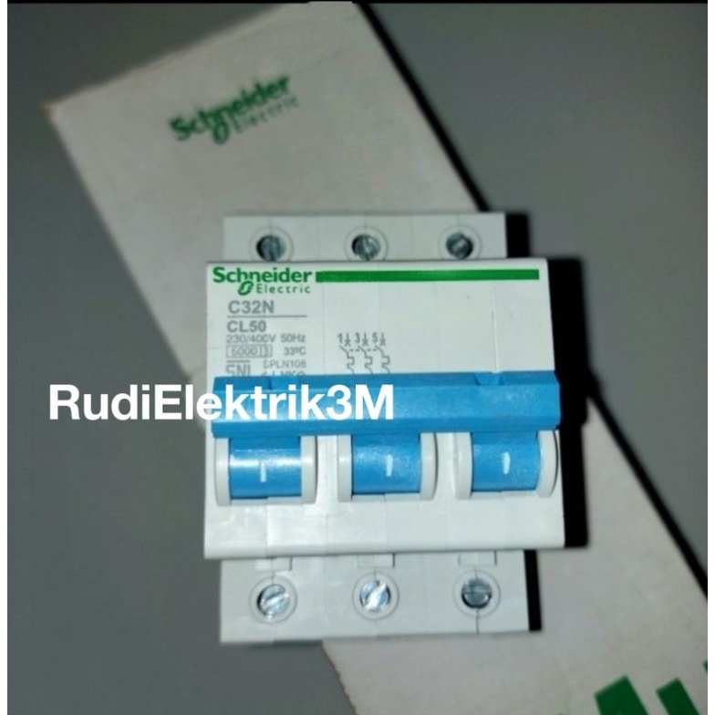 Jual MCB 50A SCHNEIDER 3PHASE BIRU ORIGINAL PLN | Shopee Indonesia