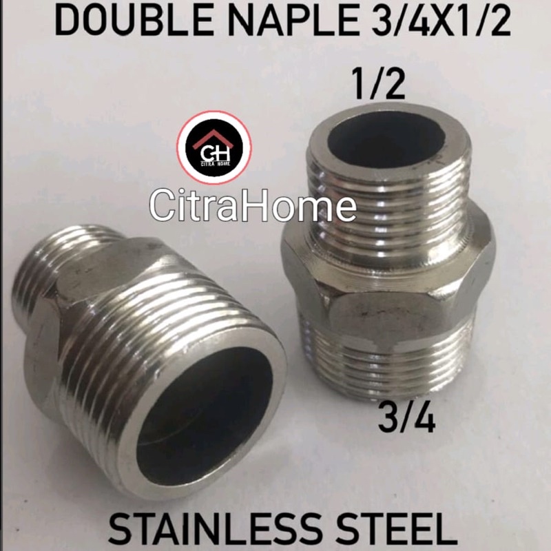 Jual Double Nepel 3/4 x 1/2” Stainless Steel itzu | Shopee Indonesia
