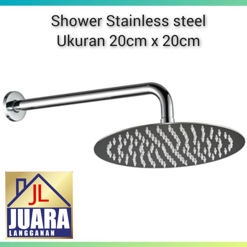 Jual WALL SHOWER TANAM TEMBOK STAINLESS STEEL 8 INCH 20cm X 20cm - WALL ...