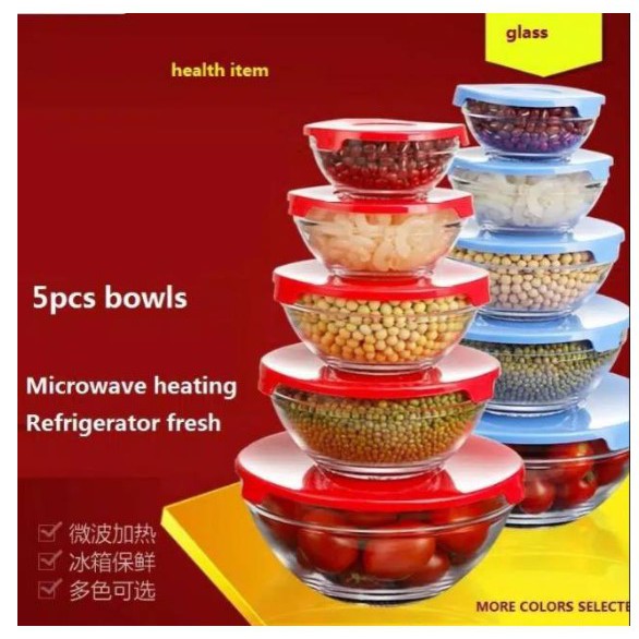 Jual Glass Bowl Set / Fresh Bowl kaca / Mangkok Bowl / KIM GLASS 5 Pc ...