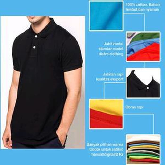 Jual KAOS KERAH HITAM POLOS BAHAN POLO/LACOSTE HALUS DAN LEMBUT ...