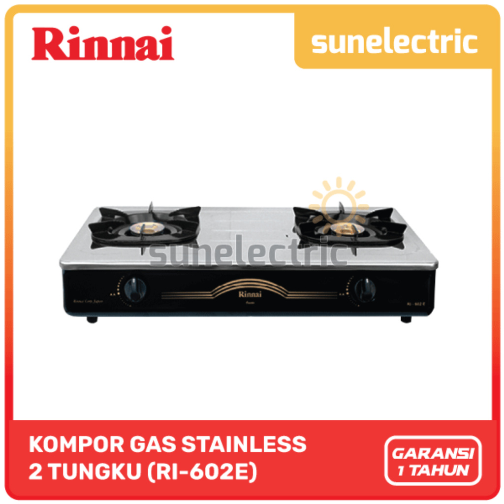 Jual Rinnai Kompor Gas Stove Stainless Steel 2 Tungku RI-602E / RI 602E / RI 602 E / RI-602 E ...