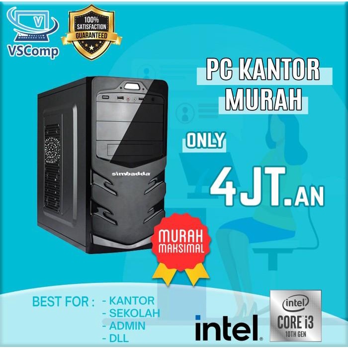 Jual CPU Rakitan Kantoran Core i3 Gen 10th 4GB 240GB SSD | Generasi ...