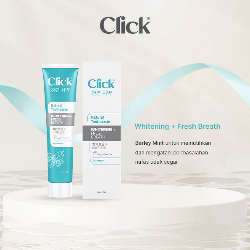 Jual Click Natural Toothpaste Whitening + Fresh Breath 100g | Shopee ...