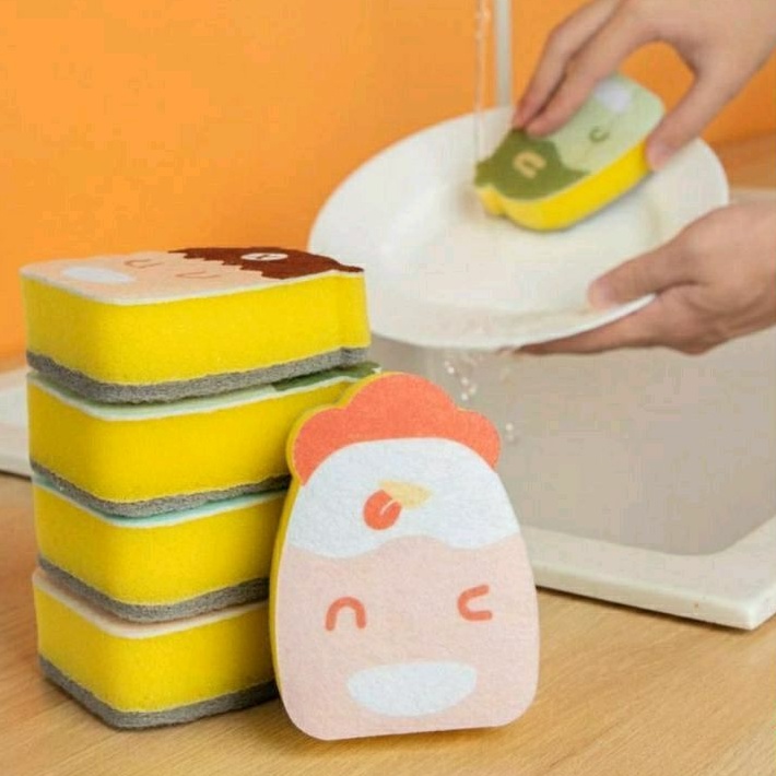 Jual Jc Acc Spon Cuci Piring Karakter Lucu Motif Unik Sponge Busa Wash ...