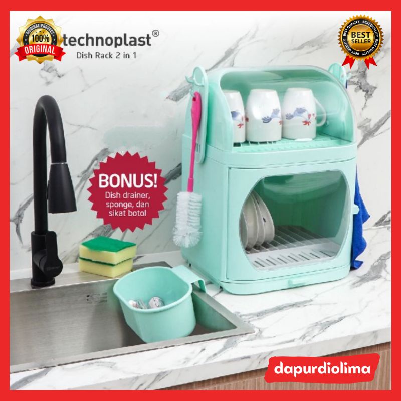 Jual Technoplast Dish Rack 2 In 1 Rak Piring Peniris Piring | Shopee ...