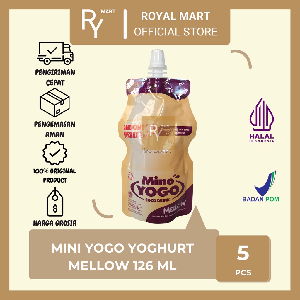 Jual Mini Yogo Minuman Jelly Yoghurt Mellow 126ml x 5's | Shopee Indonesia