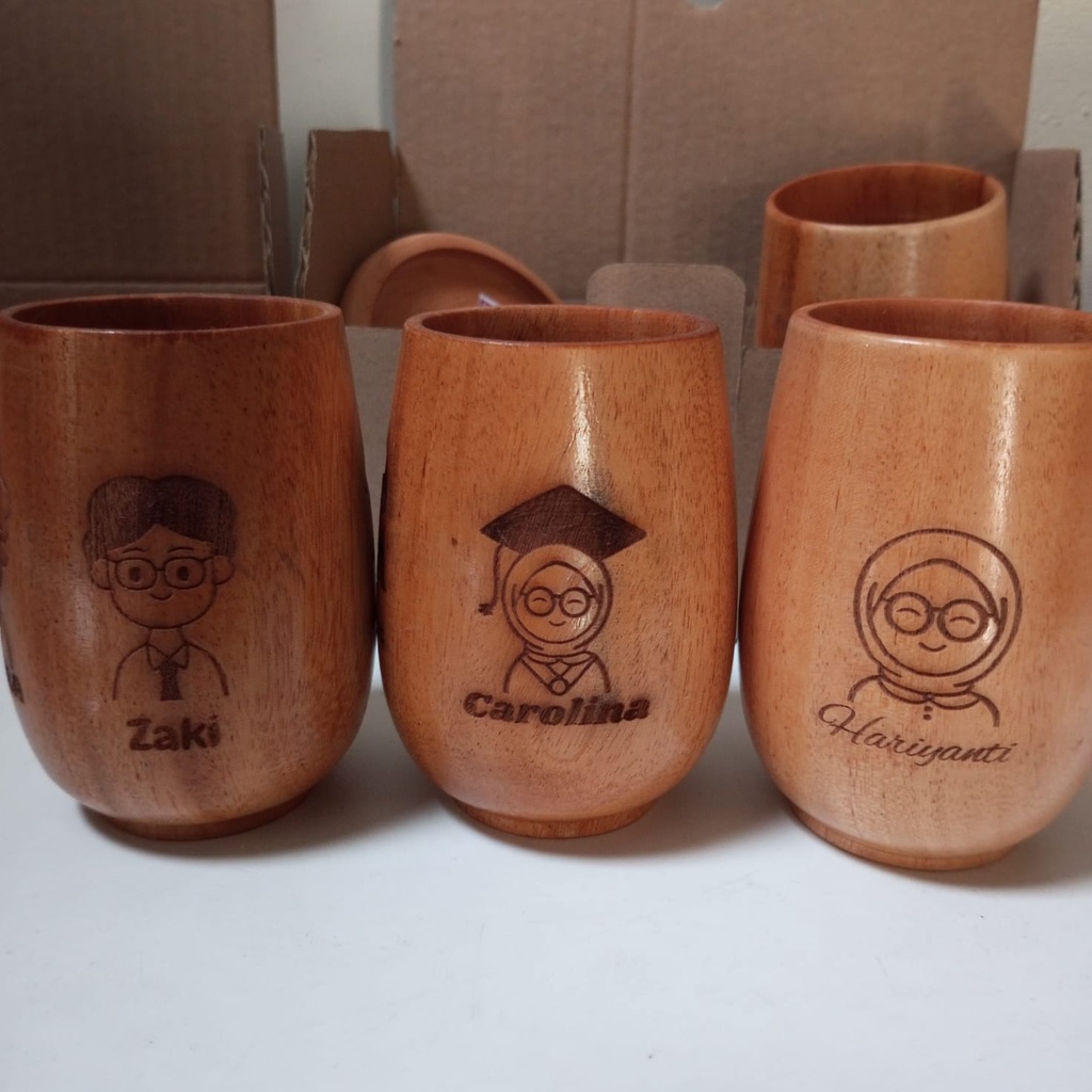 Jual HARGA PROMO!! Gelas Mug Kayu Unik / Gelas Custom Kayu Jati Kayu ...