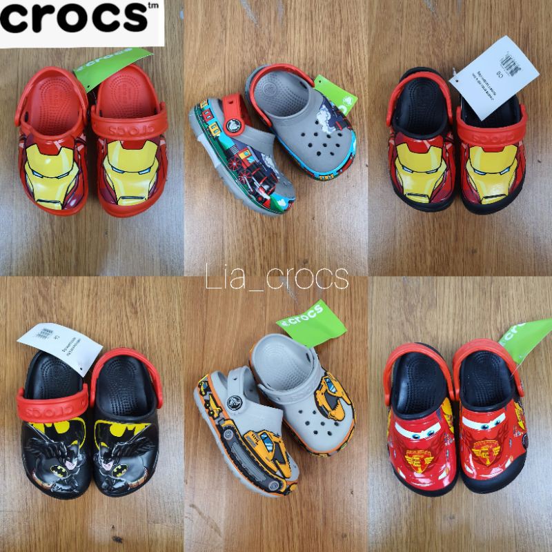 Jual Crocs anak led lampu iron man / crocs lampu anak / Sandal crocs ...