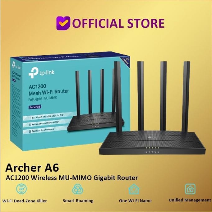 Jual Tp-Link Archer A6 Ac1200 Wireless Mu-Mimo Gigabit Router | Shopee ...