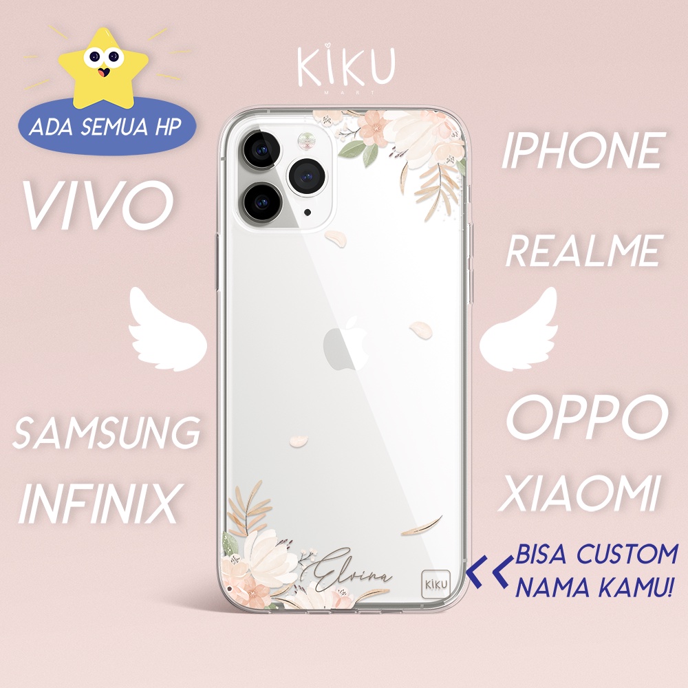 Jual Aesthetic Pink Flower Custom Nama Case Semua Tipe HP | Shopee ...