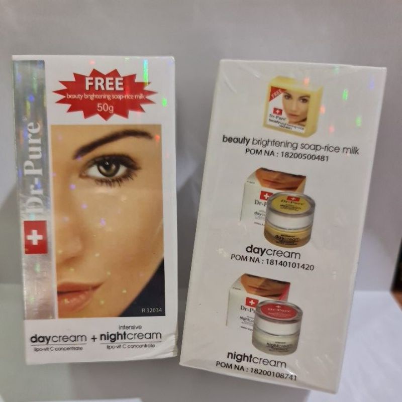 Jual DR pure set 3in1 (rice milk soap, day cream, night cream) | Shopee ...