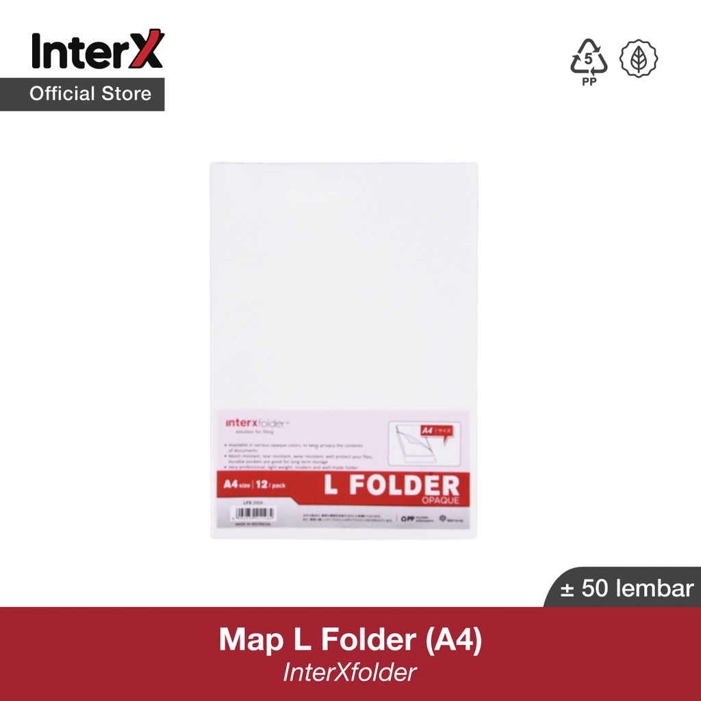 Jual InterX Folder Clear Sleeves/ Map L Plastik Arsip File Kantor Sekolah Opaque A4 | Shopee ...