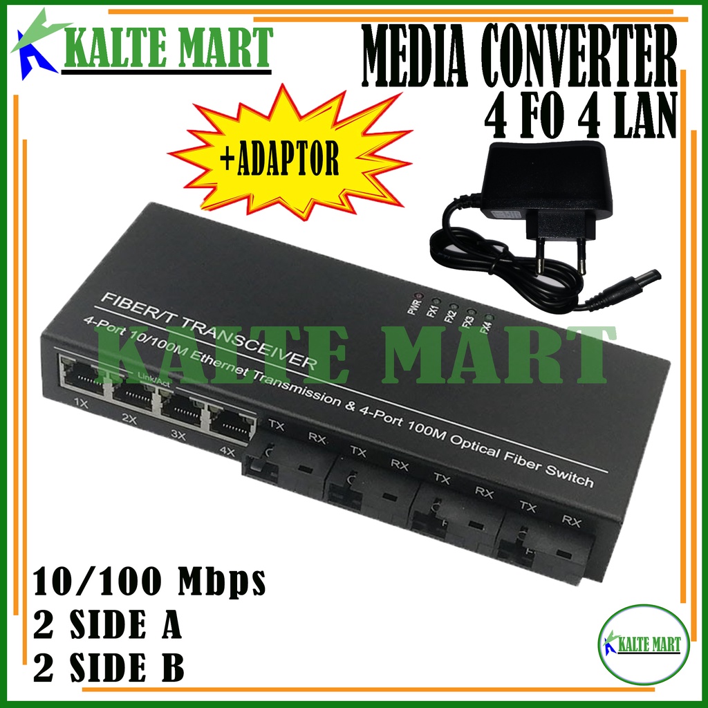 Jual Media Converter 4 Port FO 4 Port LAN Switch Fiber Optic 4 Port SC 100 | Shopee Indonesia