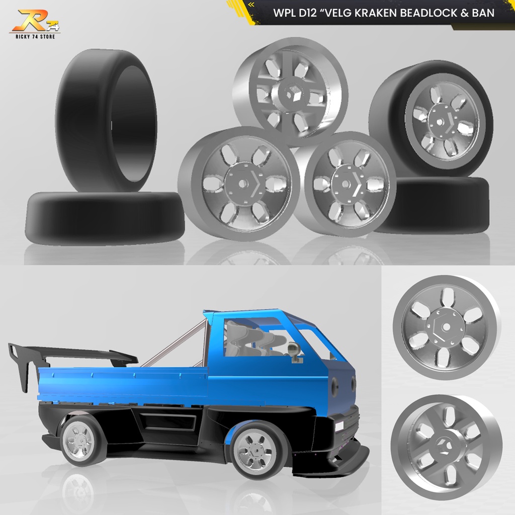 Jual WPL D12 Velg Model Kraken Beadlock dan Ban 1 Set - RC Drift 3D ...