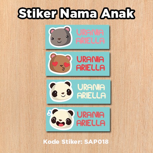 Jual Stiker Label Nama Anak Waterproof Black Panda | Shopee Indonesia