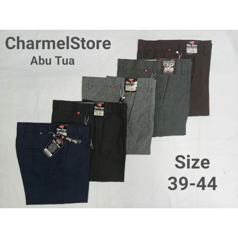 Jual PROMO | Celana Formal Kerja Pria Slim Fit | Kantor | Jumbo | Bahan | Panjang | Abu Tua ...