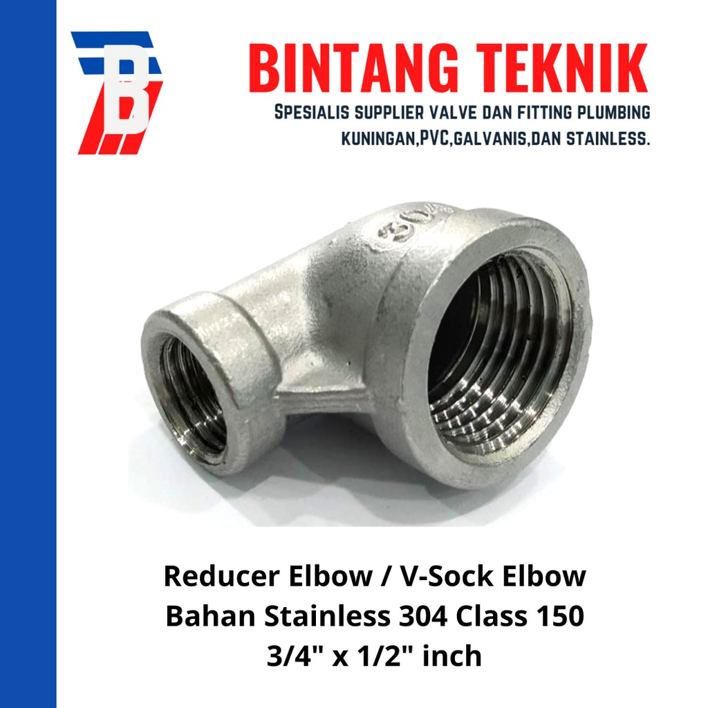 Jual Reducer Elbow / Vlok Sok Elbow Stainless (SUS) 304 3/4" x 1/2 ...
