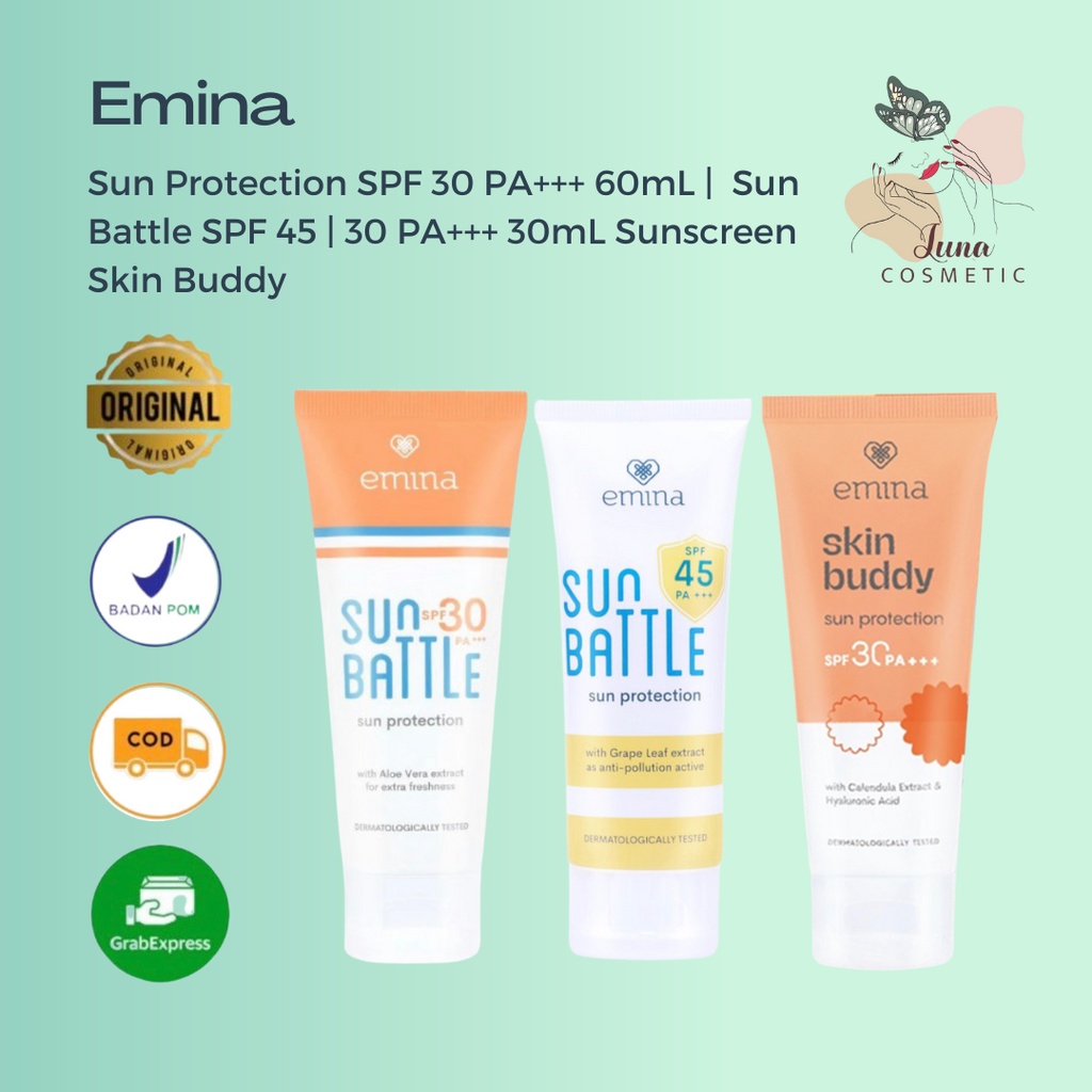 Jual Emina Sun Protection Spf 30 Pa 60ml Emina Sun Battle Spf 45 30 Pa 30ml Sunscreen