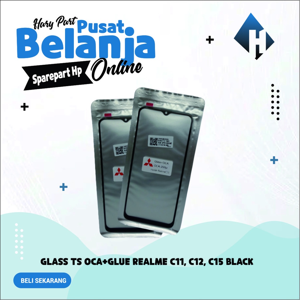Jual Glass / Kaca LCD Realme C11 / C12 / C15 + Lem OCA Black | Shopee ...
