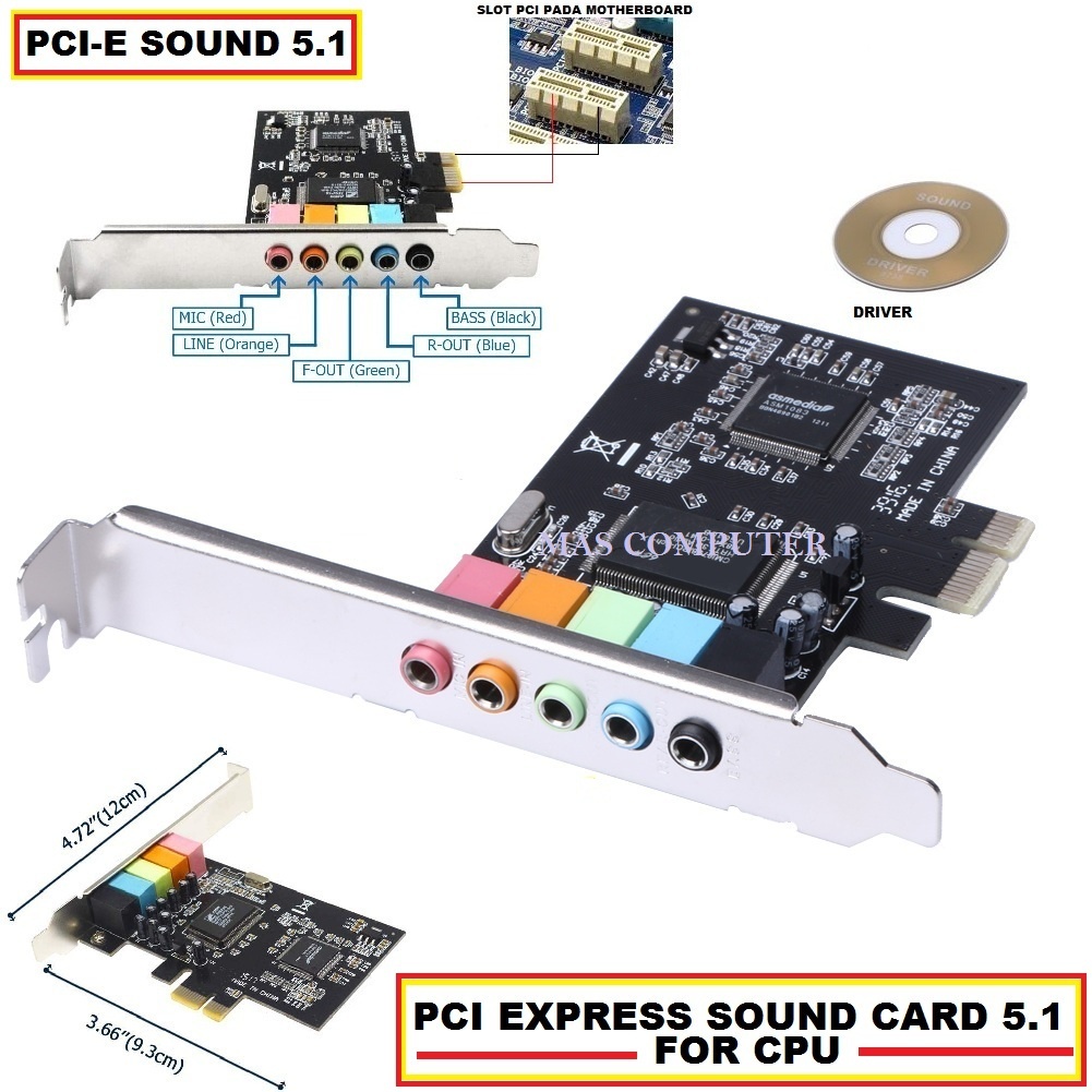 Jual PCIE Sound Card 5.1 / PCI Express 5.1 / Sound card PCIE ...