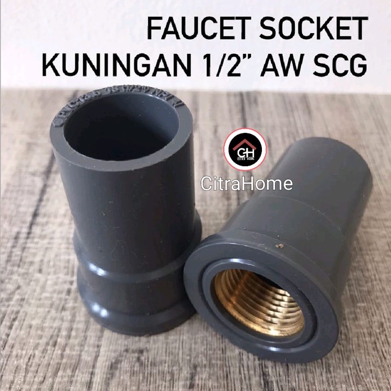 Jual SDD Faucet Socket PVC Drat Kuningan 1/2” AW SCG | Shopee Indonesia