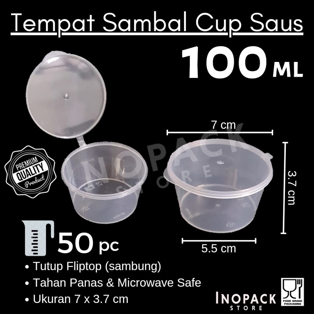 Jual Tempat saus plastik 100ml thinwall / cup sambal / Tempat saos ...