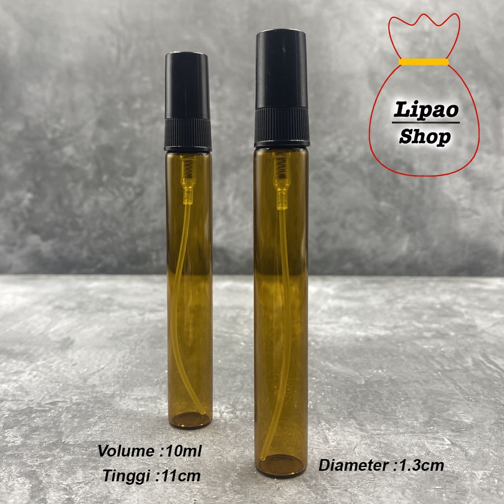 Jual Botol Spray Kaca 10ml AMBER / Coklat - Refillable Travel Size Parfum Tutup HITAM - Atomizer ...