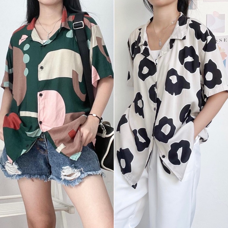 Jual KEMEJA PENDEK WANITA RAYON OVERSIZE, KEMEJA PATTERN SHIRT | Shopee ...