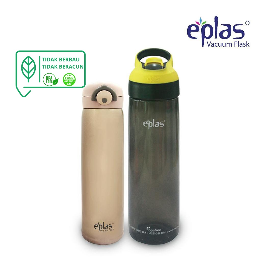 Jual EPLAS Offer Pack 2 In 1 Flask & Water Bottle Set, 500+850ML, Botol ...