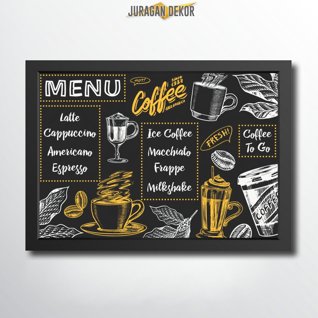 Jual Hiasan Dinding Wall Decor coffee menu 1 Bingkai Pigura Dekorasi ...