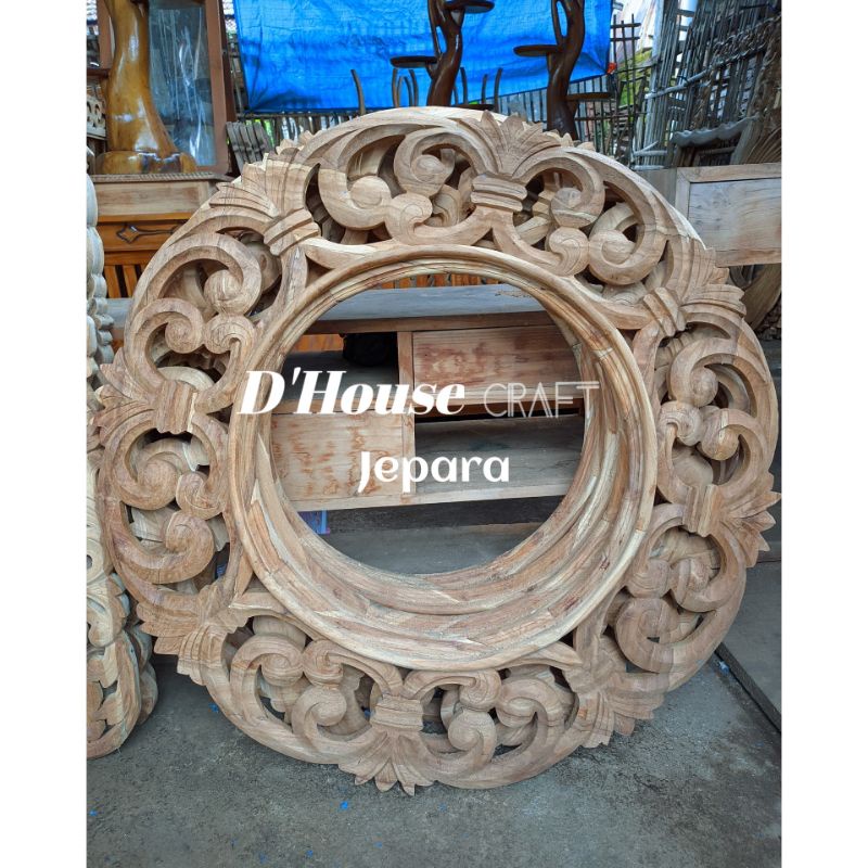 Jual Pigura Ukir Motif Bunga Melingkar Kayu Jati Unfinish | Shopee ...