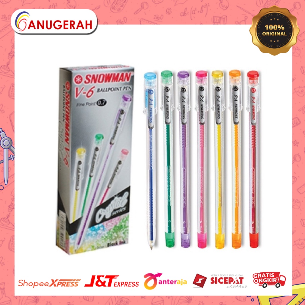 Jual SNOWMAN V-6 0.7MM BOLPOIN HITAM (PACK) | Shopee Indonesia